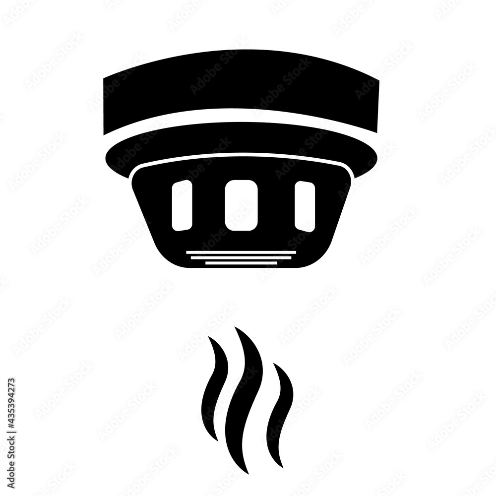 smoke detector icon on white background. smoke alarm system sign. smoke ...