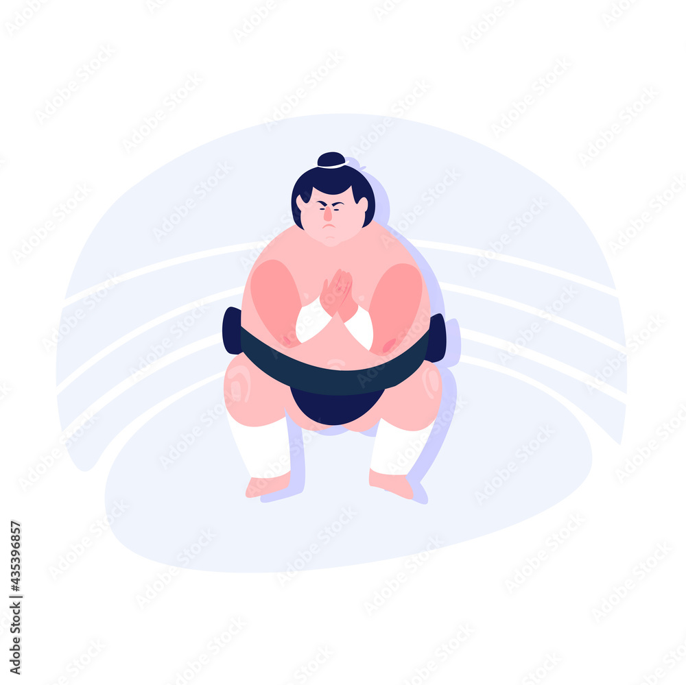 Sumo Wrestler cartoon flat vector illustration on white background ...