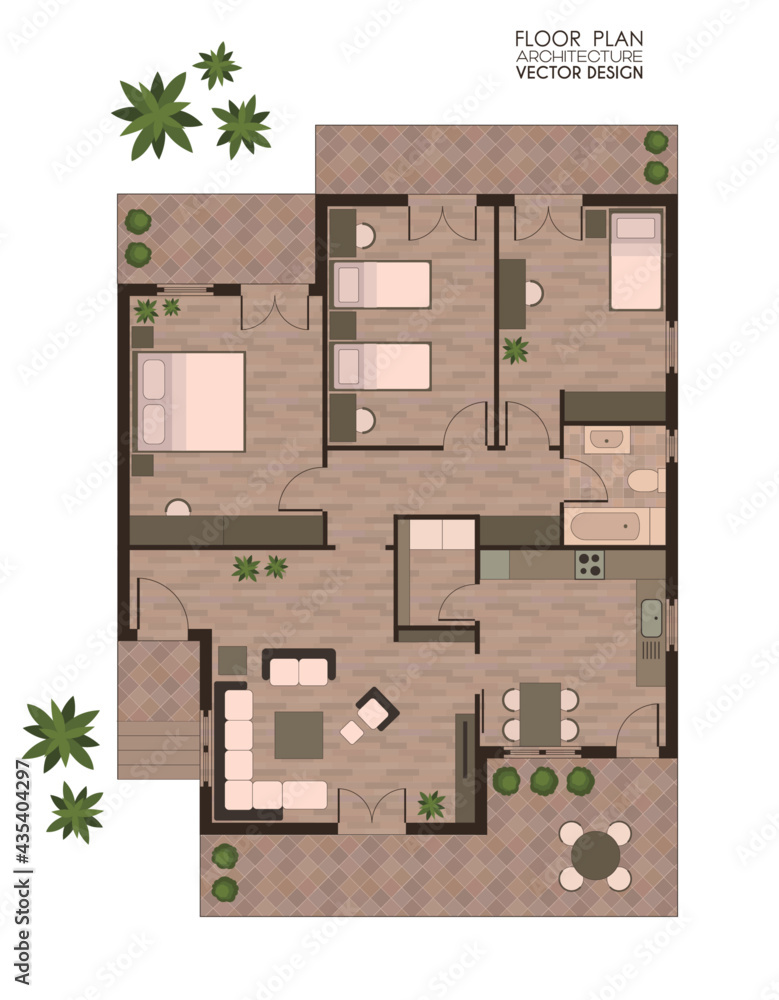 Top view architectural design, house floor plan vector Stock Vector ...
