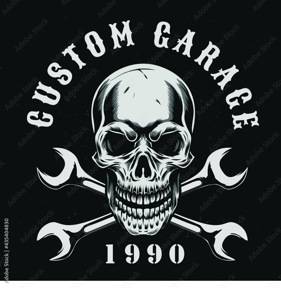 Custom Garage Logo Design ,Monochrome ,isolated in Dark background ...