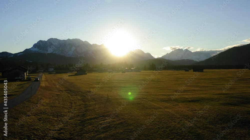 Drone shooting breathtaking rural environment with warm weather during ...