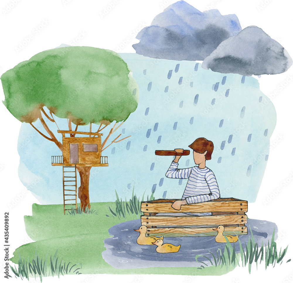 Watercolor garden clipart, Watercolor kids country life summer images ...