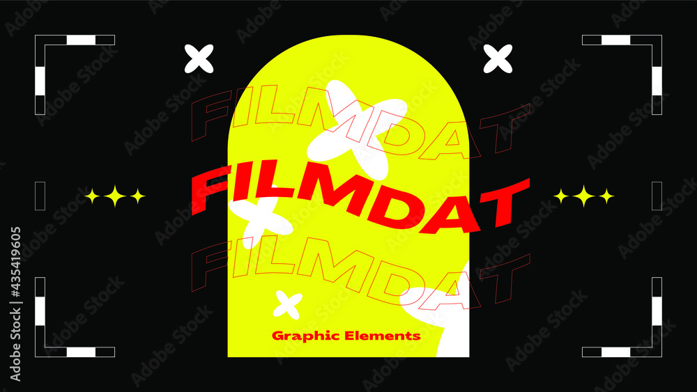 Graphic video elements crosses windows and corners retro futuristic ...