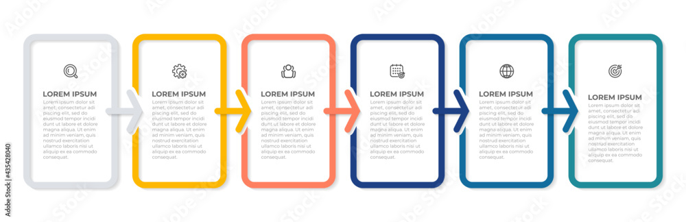 Vector infographic label design with icons and 6 options or steps. Can ...