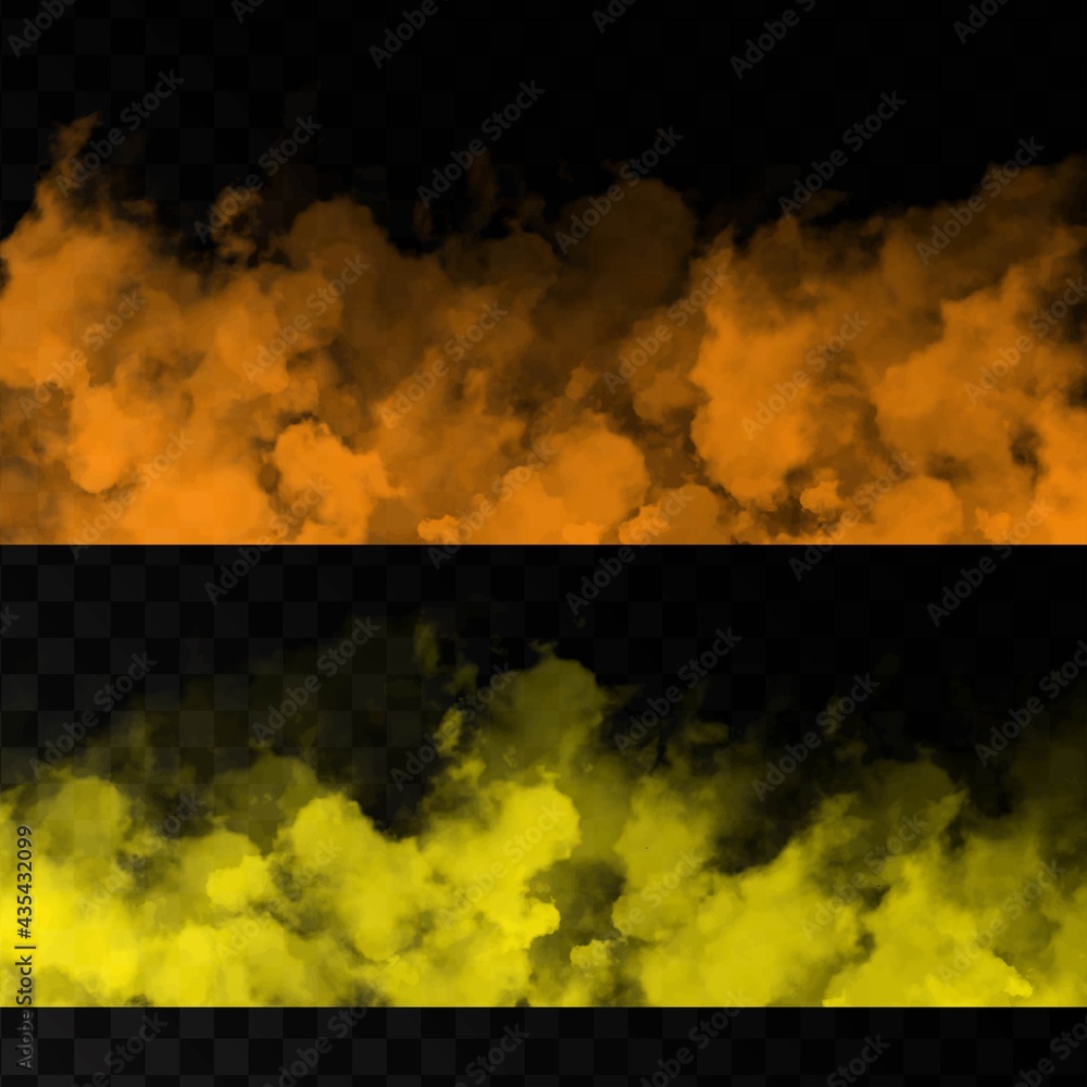 Vector realistic isolated Yellow and Orange Smoke effect for decoration ...