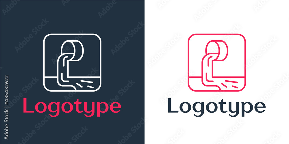 Logotype line Wastewater icon isolated on white background. Sewer pipe ...