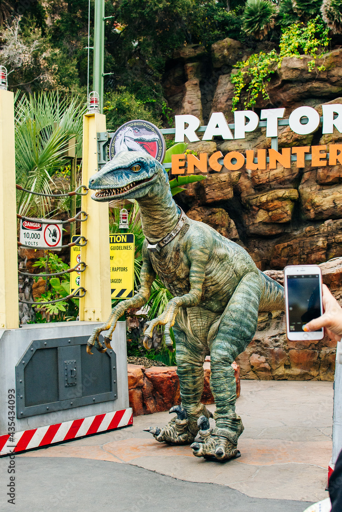 Los Angeles, USA - December, 2019 Universal. Raptor Encounter is an ...