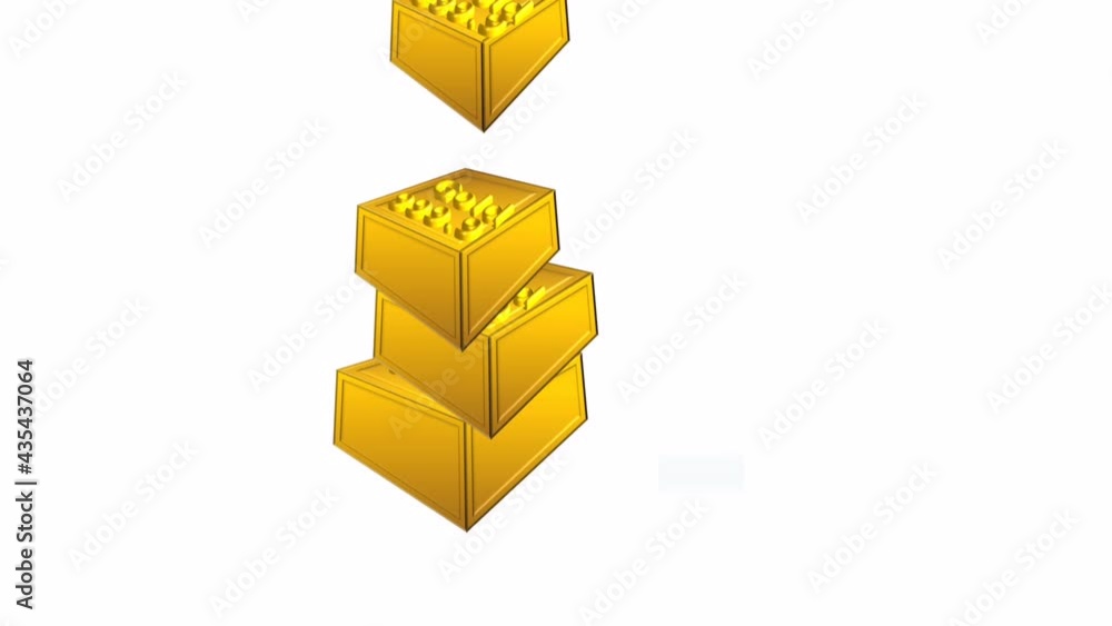 Simple animation: Gold blocks stacked in ascending order. Arrows ...
