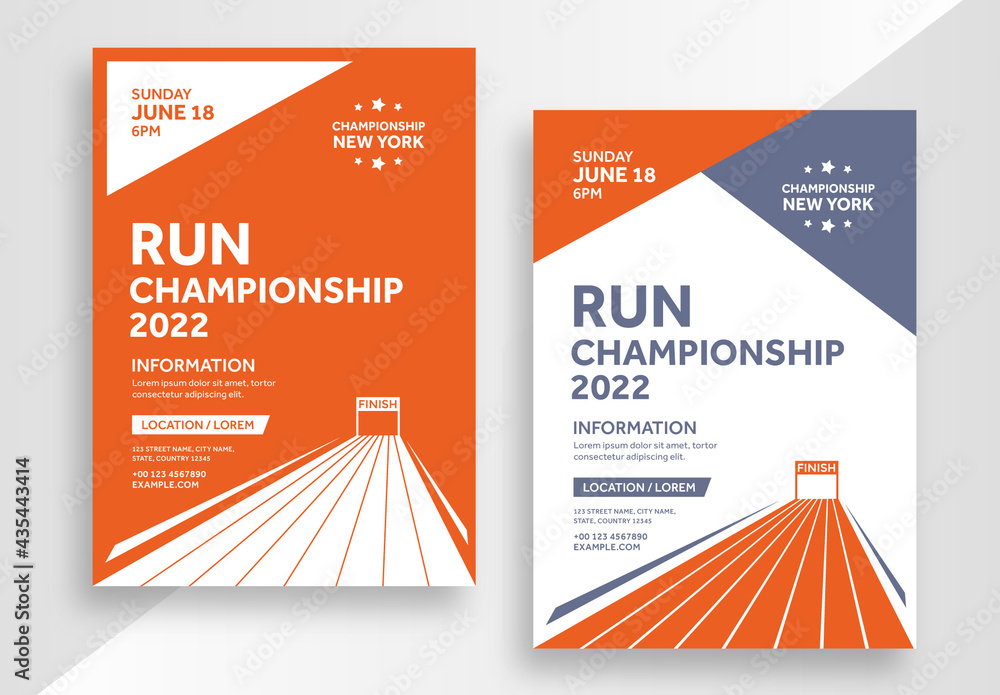 Run Championship Poster Layout Stock Template | Adobe Stock