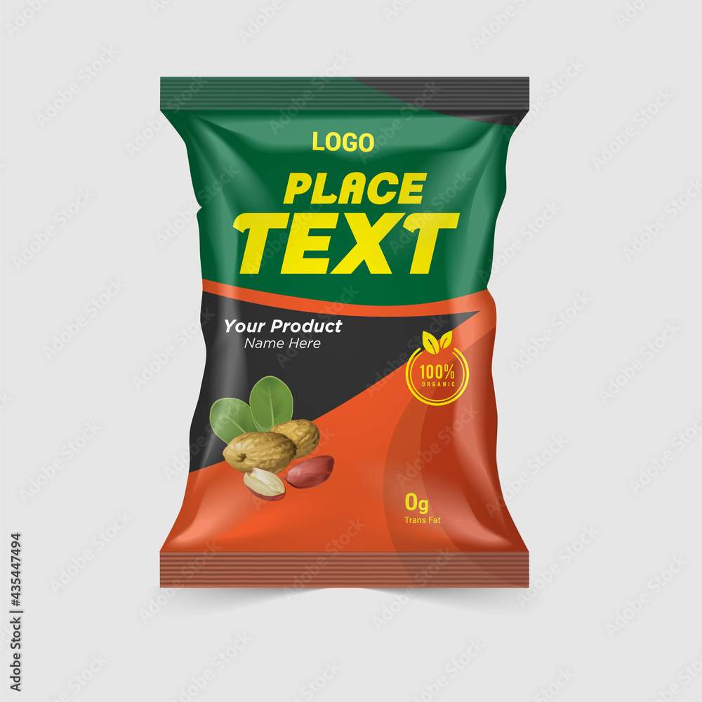 Realistic packaging design with vector chips and dry foods packaging ...