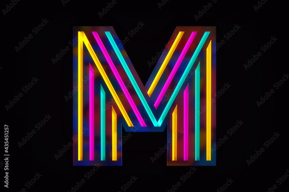 Modern display font with cool luminous lines. Typeface collection ...