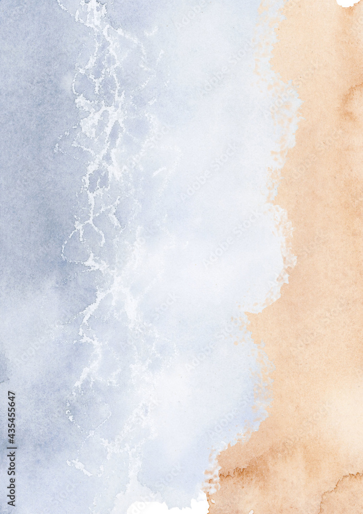 Watercolor ocean waves sand abstract background, Sea digital paper ...