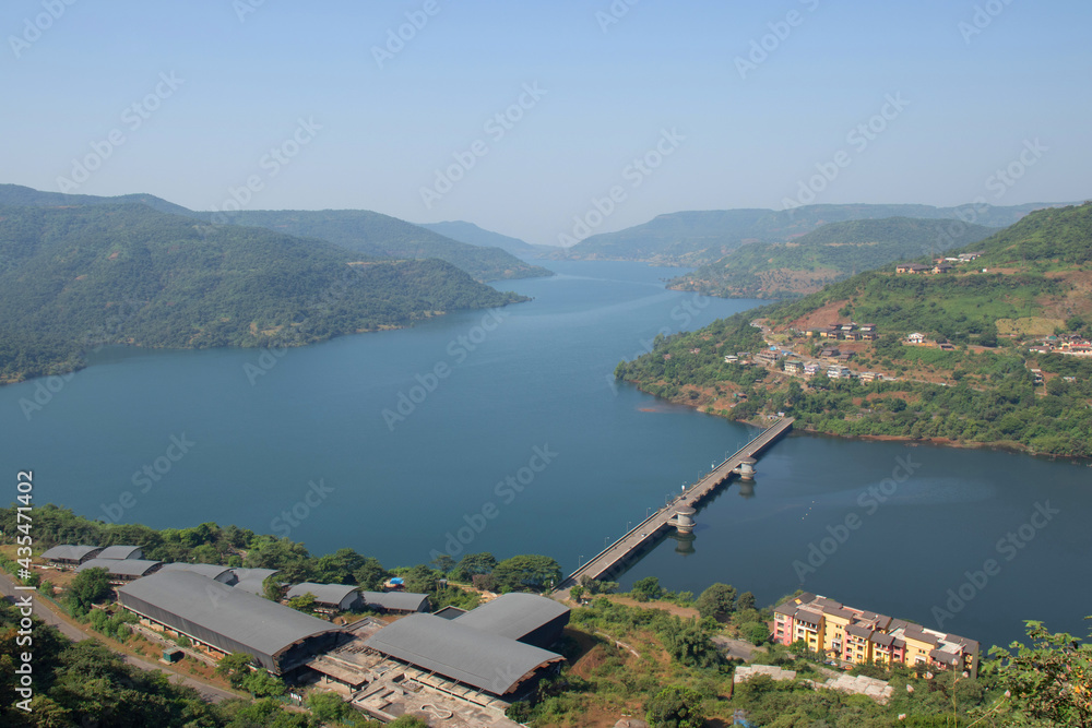 Landscape looking over the beautiful City of Lavasa, Maharashtra, India ...