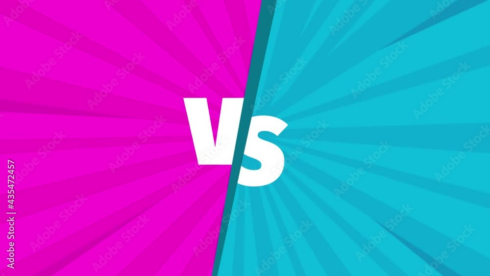 Pink vs blue. Teams versus battle screen. Comparison of various ...