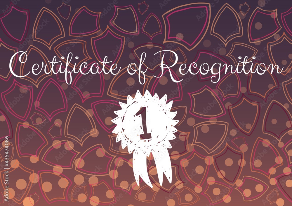 Composition of certificate of recognition text with copy space over ...