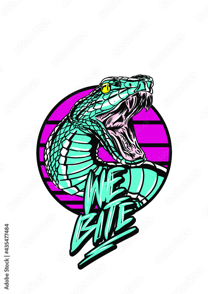 retro snake we bite logo illustration Stock Vector | Adobe Stock