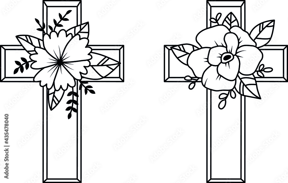 Religion cross icon set isolated on white background. Collection of ...