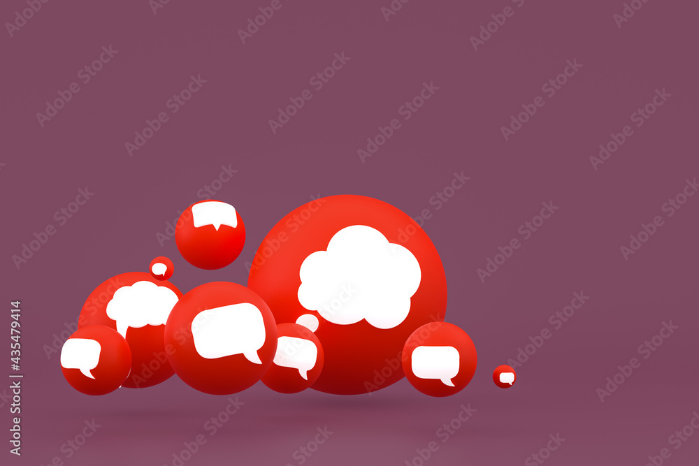 Idea comment or think reactions emoji 3d render,social media balloon ...