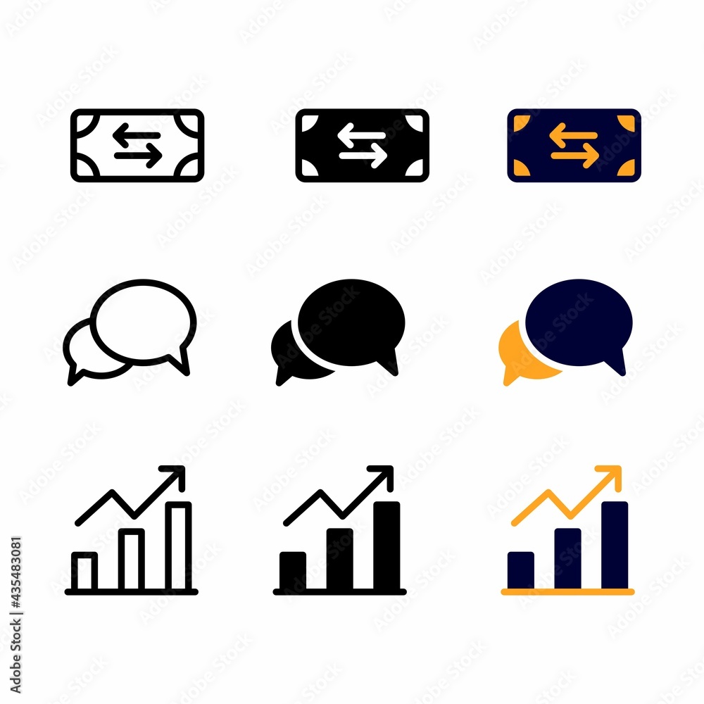 transaction icon set with three style for presentation, poster, banner ...