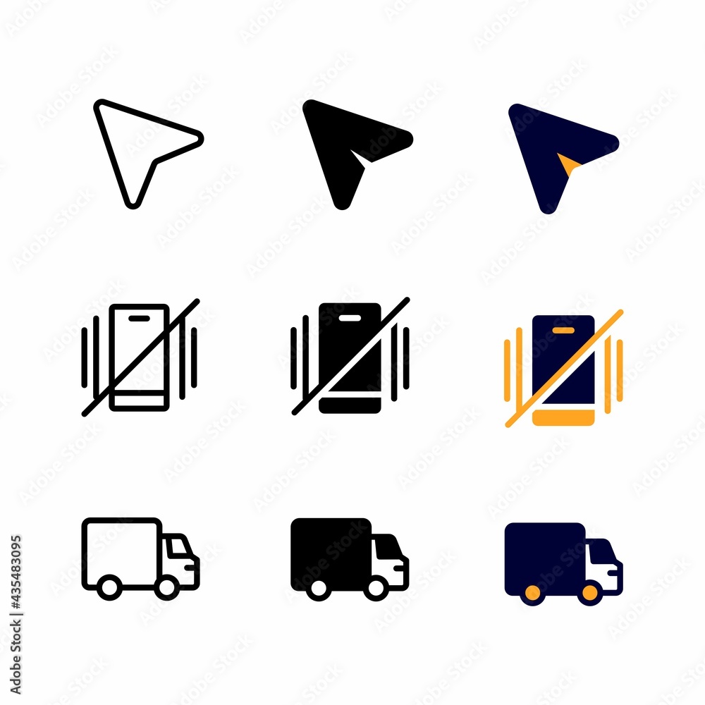 direct icon set with three style for presentation, poster, banner, and ...