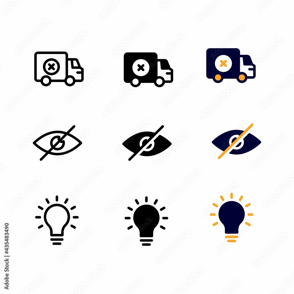 delivery failed icon set with three style for presentation, poster ...