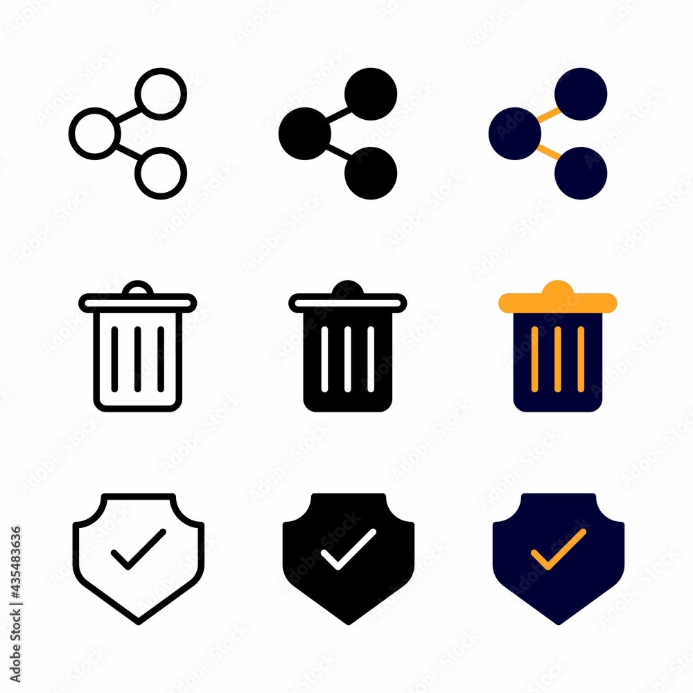 share icon set with three style for presentation, poster, banner, and ...