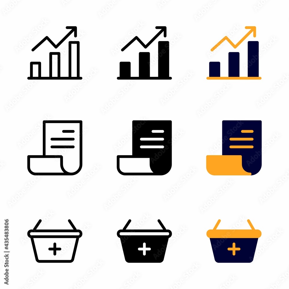 growth up icon set with three style for presentation, poster, banner ...