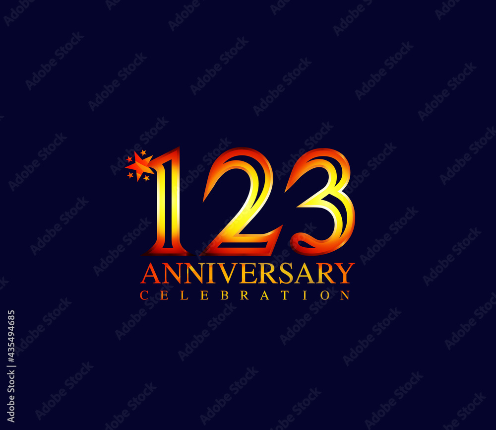 Bright Color Star Design Shape element, 123 Year Anniversary ...