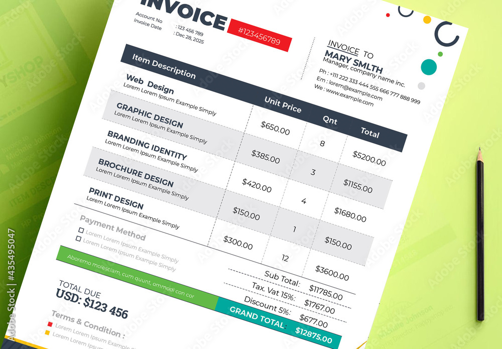 Invoice Stock Template | Adobe Stock