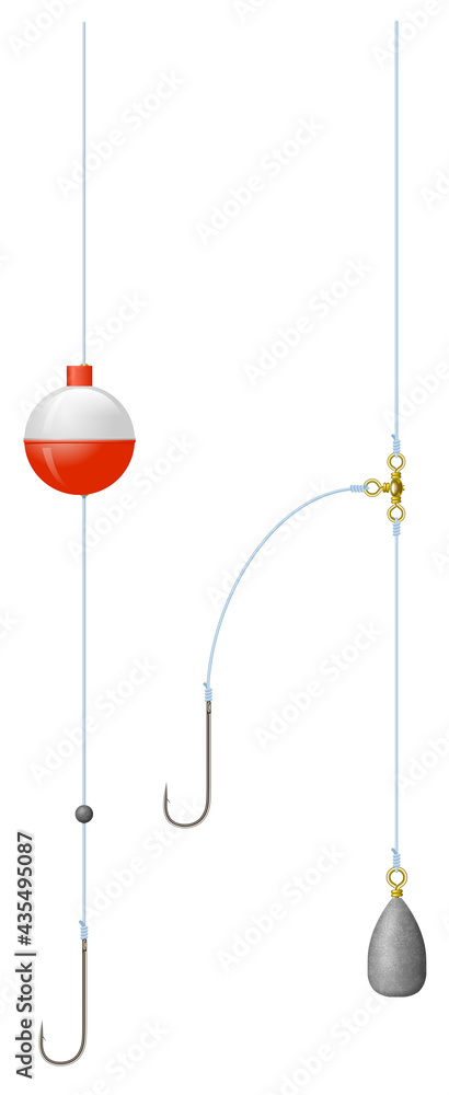 FIshing rigs, one floating and one bottom setups. Stock Illustration ...