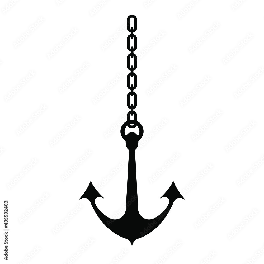 Anchor on a chain vector icon. Vector icon of trendy black anchor on ...