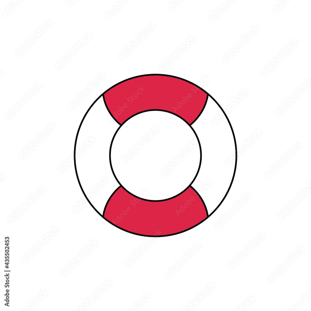 Lifebuoy circle red in flat style vector icon. Vector icon, logo of ...