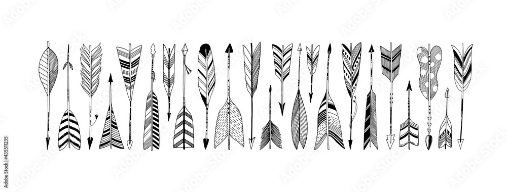 Arrow set in Native American Indian style. Vector tribal illustration ...