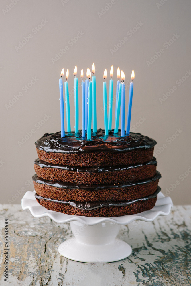 Birthday cake with candles Stock Photo | Adobe Stock