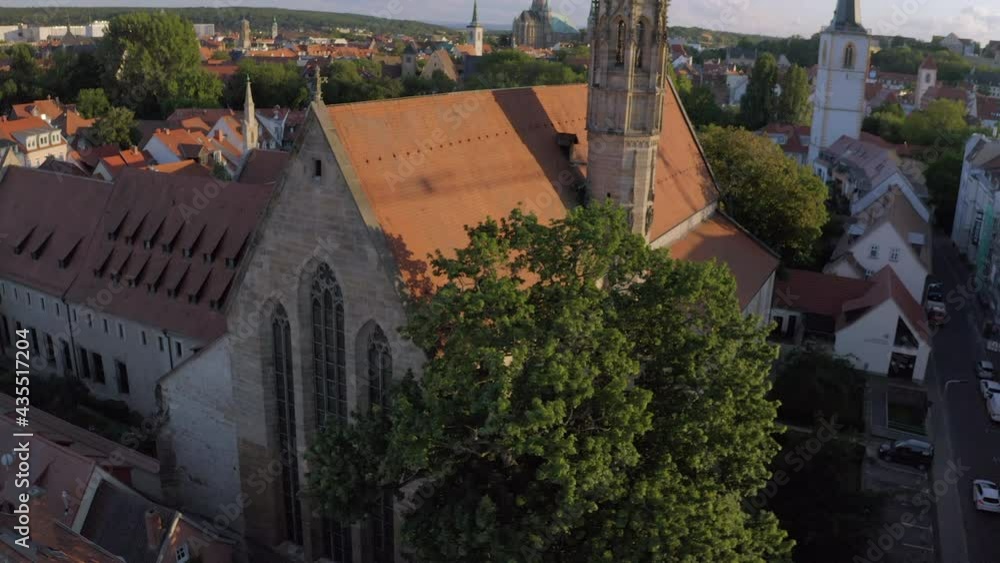 Aerial: Panning The Oratory And Bell Tower Of An Old German Monastery ...
