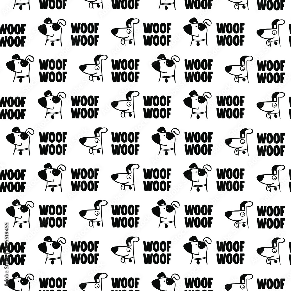 Seamless hand drawn pattern with dog. Woof woof background for fabric ...
