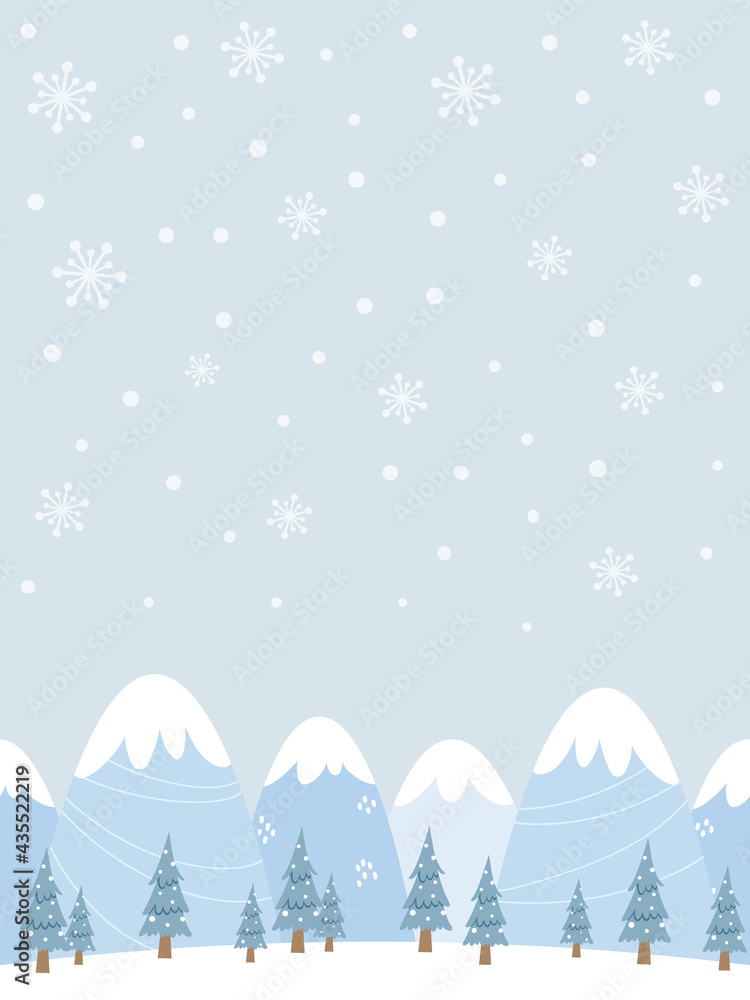Seamless winter background design with snowcapped mountains, falling ...
