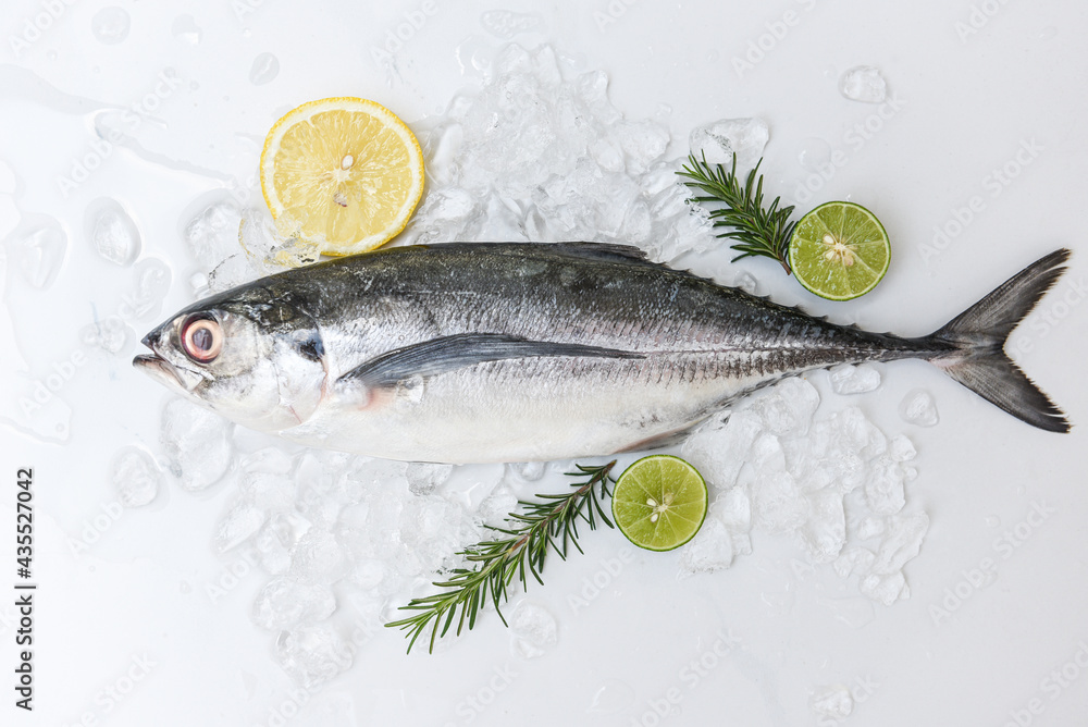 mackerel scad, Fish on ice for cooking food in the restaurant, Fresh ...