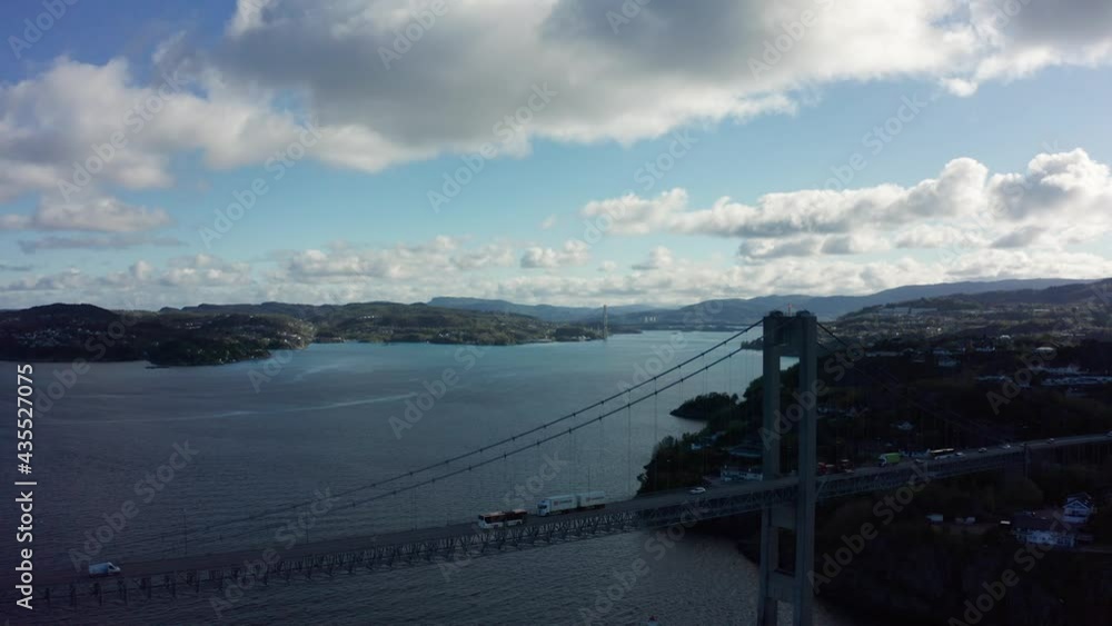 The sotra Bridge with traffic - Aerial overview over bridge to Island ...