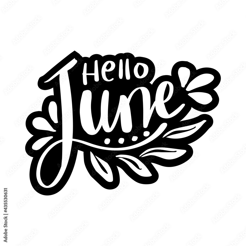 Hello June hand lettering, greeting card. Stock Vector | Adobe Stock