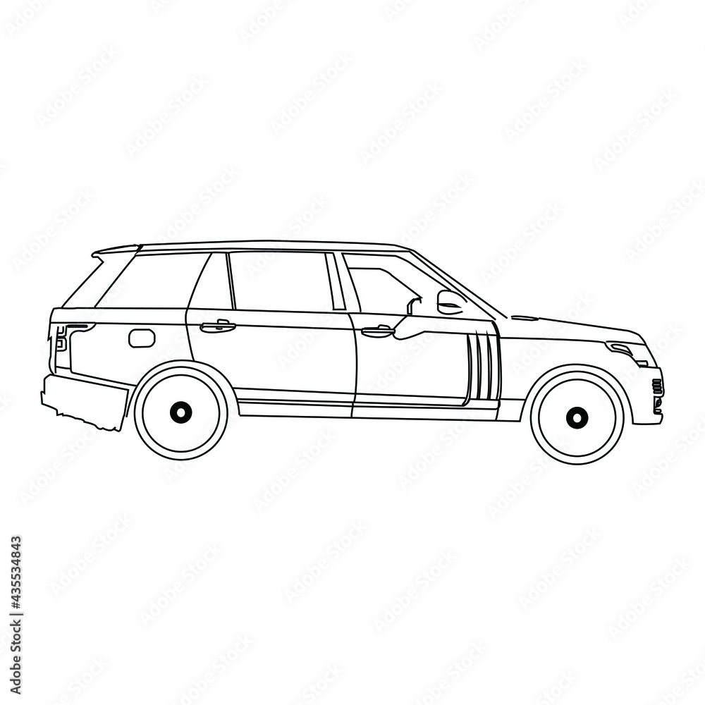 car line vector illustration, isolated on white background, top view ...