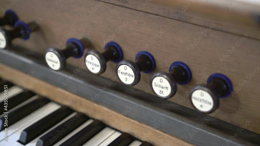 Close-Up Pan Of Organ Keyboard And Draw Stop Knobs - Erfurt, Germany ...