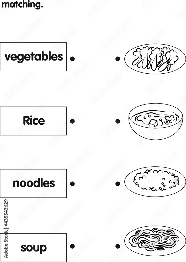 vector drawing cartoon food matching pre school kids activity Stock ...
