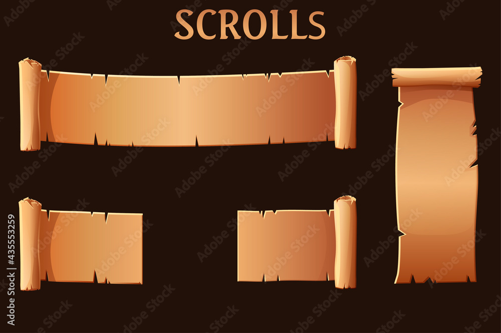 Old brown paper scrolls, blank template for the game ui. Stock Vector ...