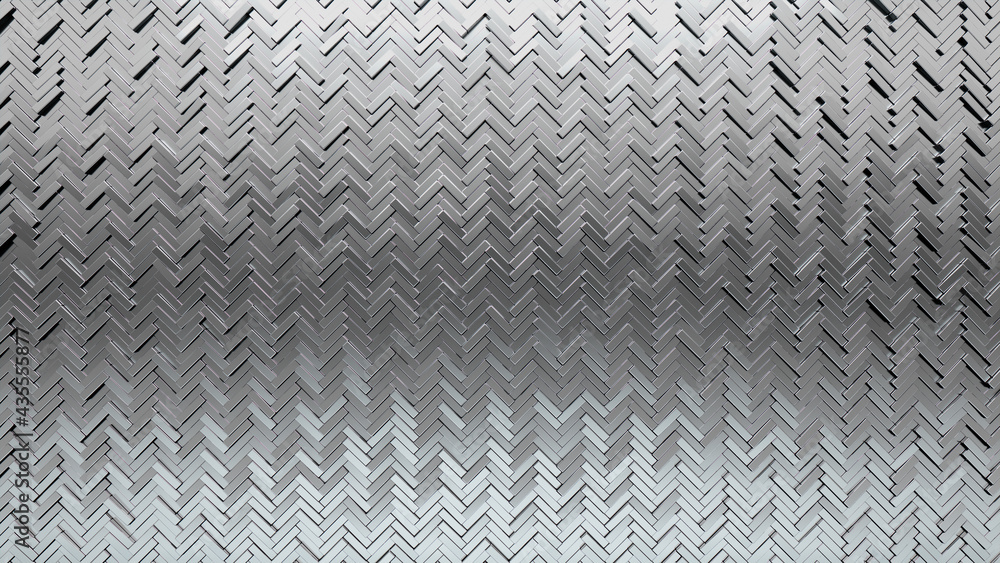 3D Tiles arranged to create a Glossy wall. Silver, Herringbone ...