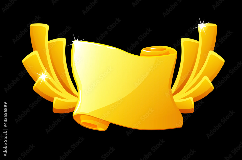 Gold scroll reward paper, blank template for the game ui. Stock Vector ...