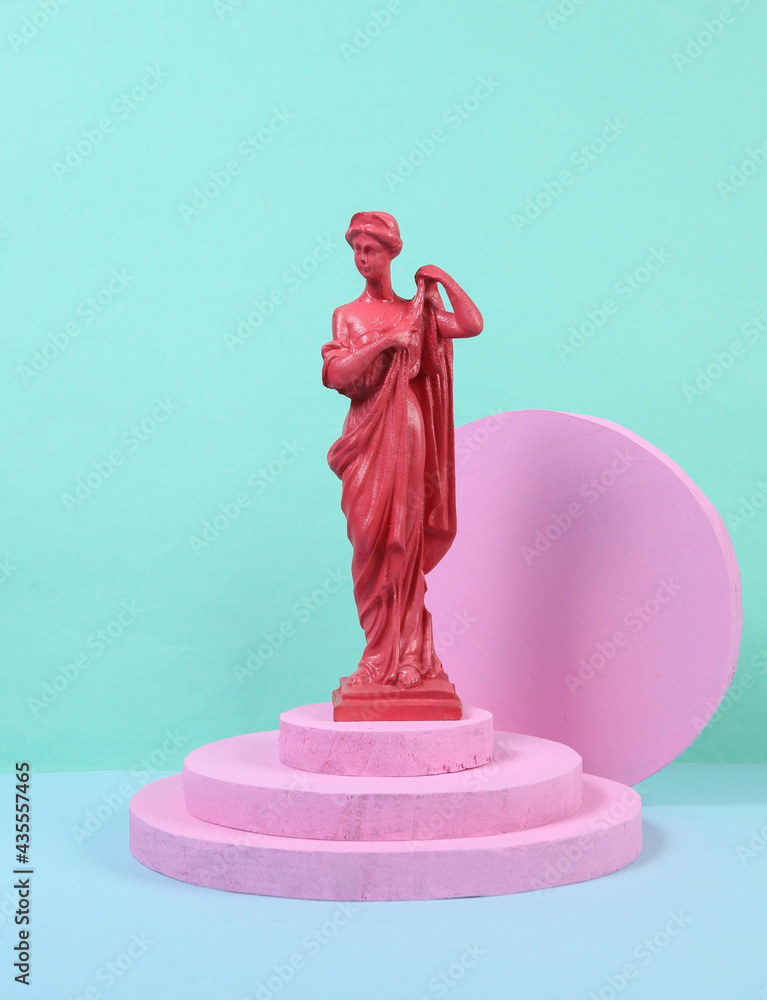 Pink antique goddess statue on the podium. Concept art. Fashion ...