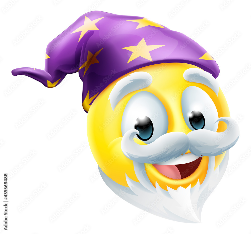 Wizard Emoticon Face Emoji Cartoon Icon Stock Vector | Adobe Stock
