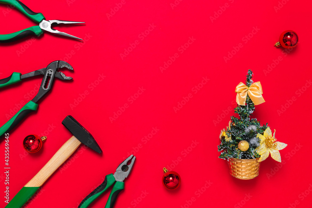 A set of quality green building tools to repair a car or house and ...