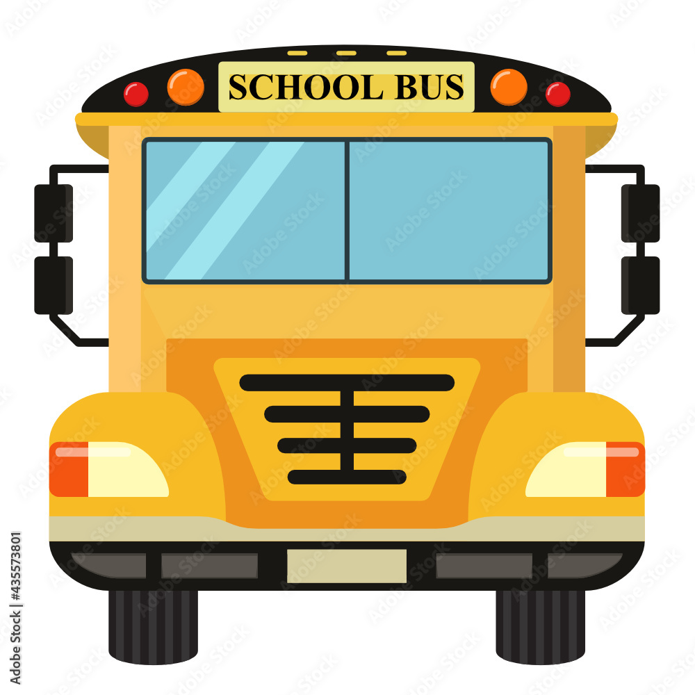 front view school bus cartoon isolated on white background Stock Vector ...